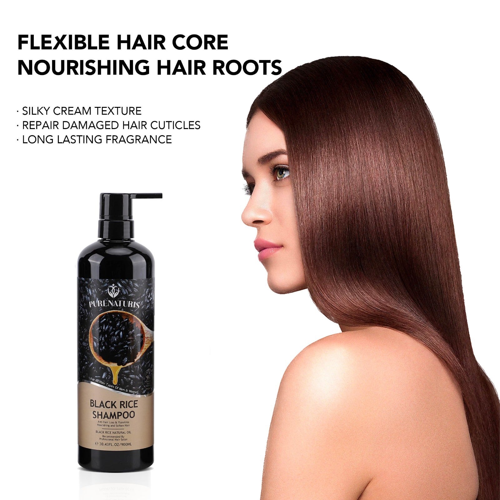 Black Rice Water Shampoo by PureNaturis Hair Growth