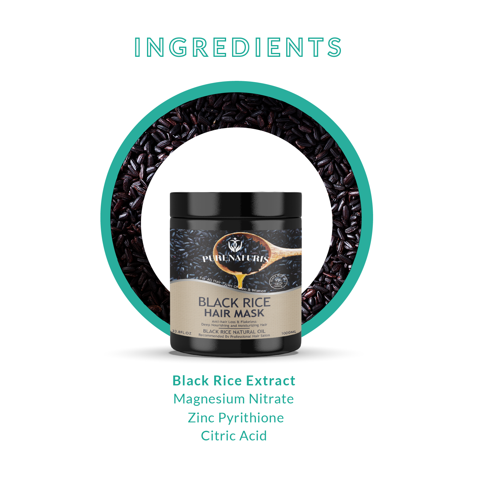 Black Rice Intensive Repair Hair Mask by PureNaturis: Hair Treatments